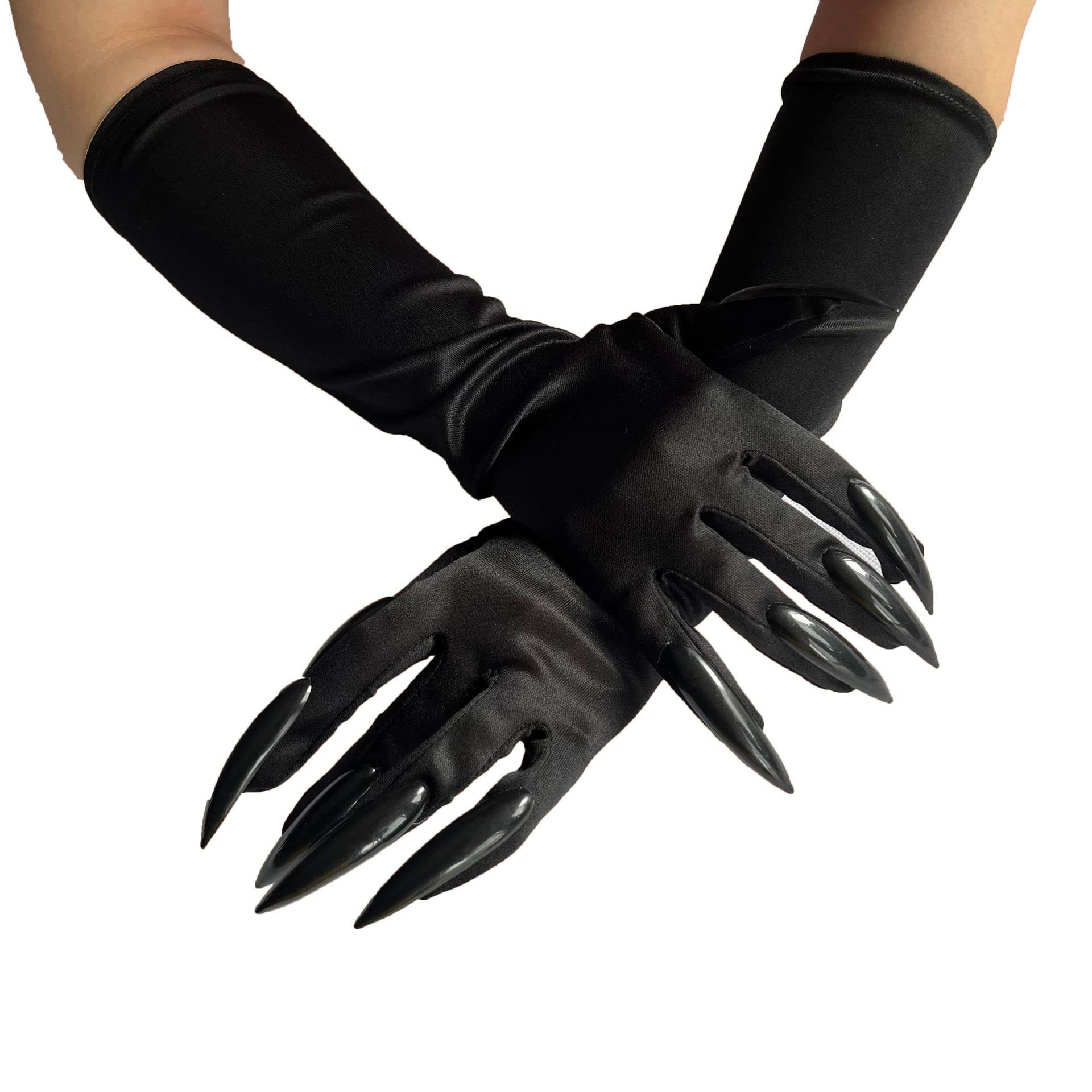 Amazon.com: HANSAMU 2 Pairs Halloween Costume Cat Woman Claw Gloves Paw Gloves Long Fingernails ...