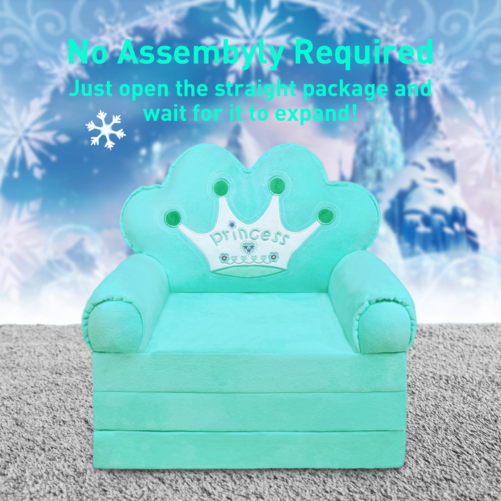 Snapklik.com : Kids Couch Fold Out, Foldable Princess Chair For ...