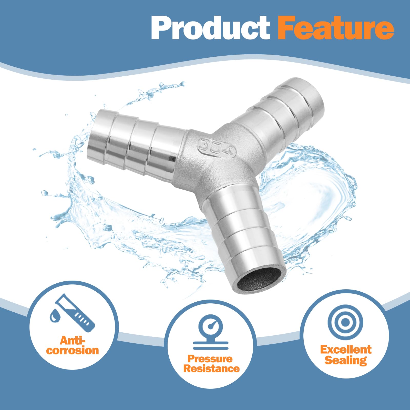 Snapklik.com : Metalwork 304 Stainless Steel 1" Hose Barb Y Barbed ...