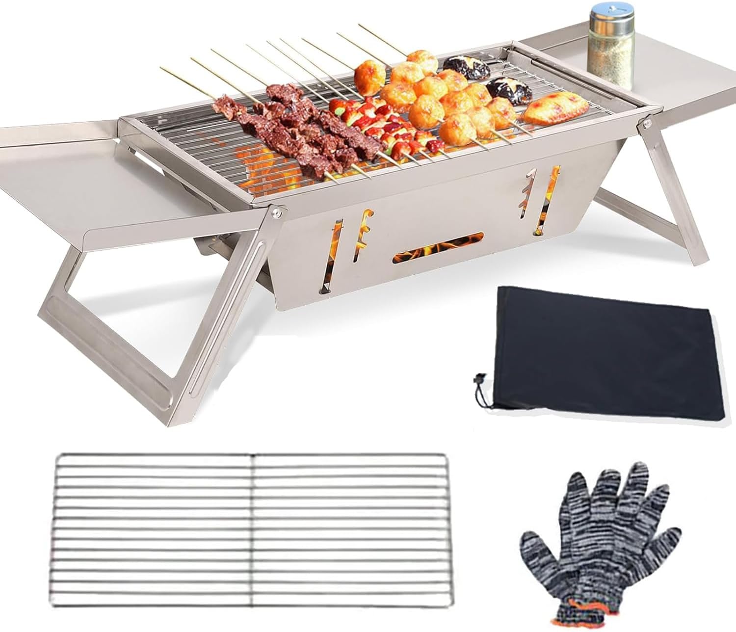 Amazon.com: Outdoor BBQ Grill - Portable Folding Charcoal Grill ...