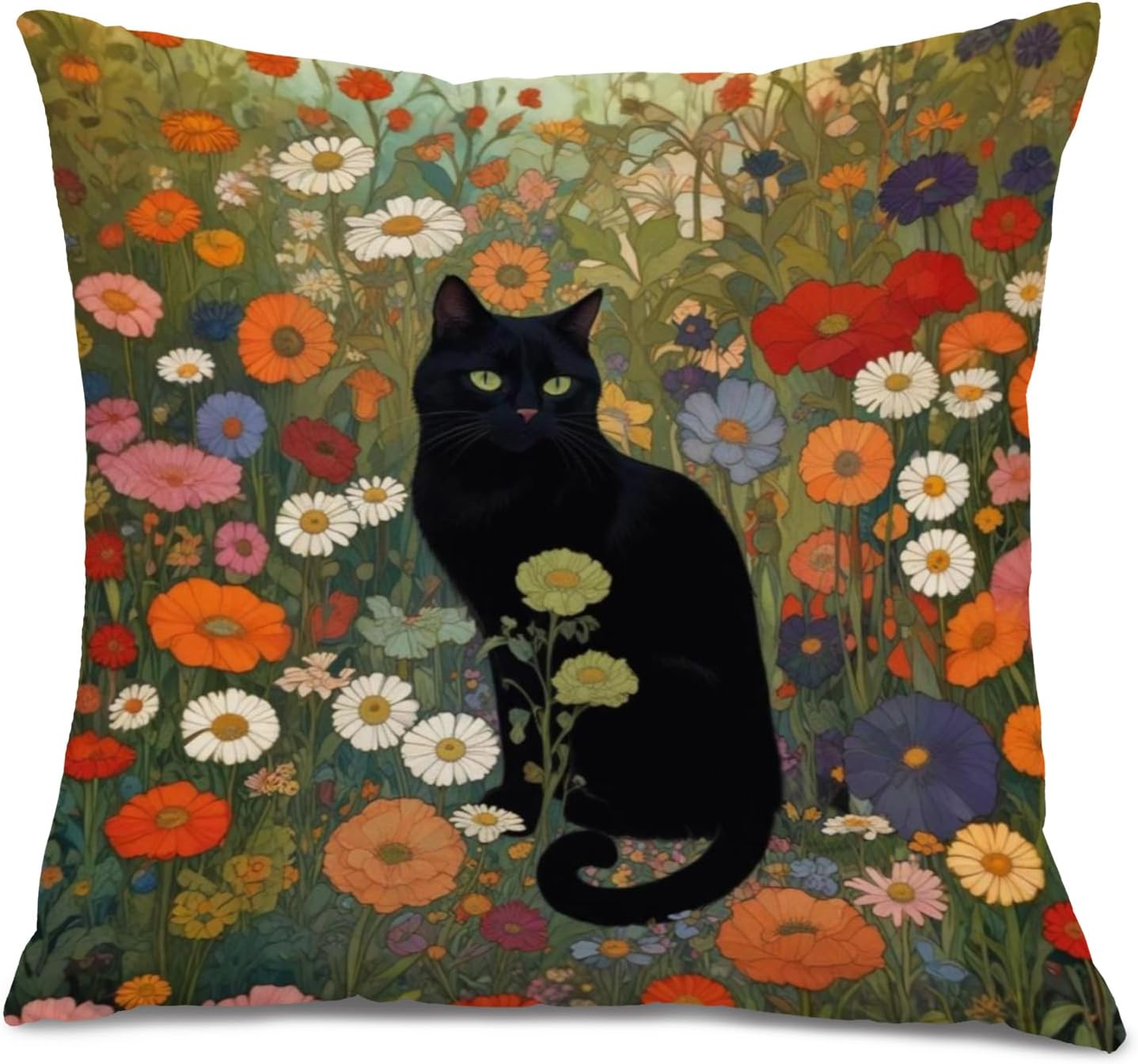 Amazon.com: Foritho Floral Black Cat Pillow Covers 18x18, Vintage ...