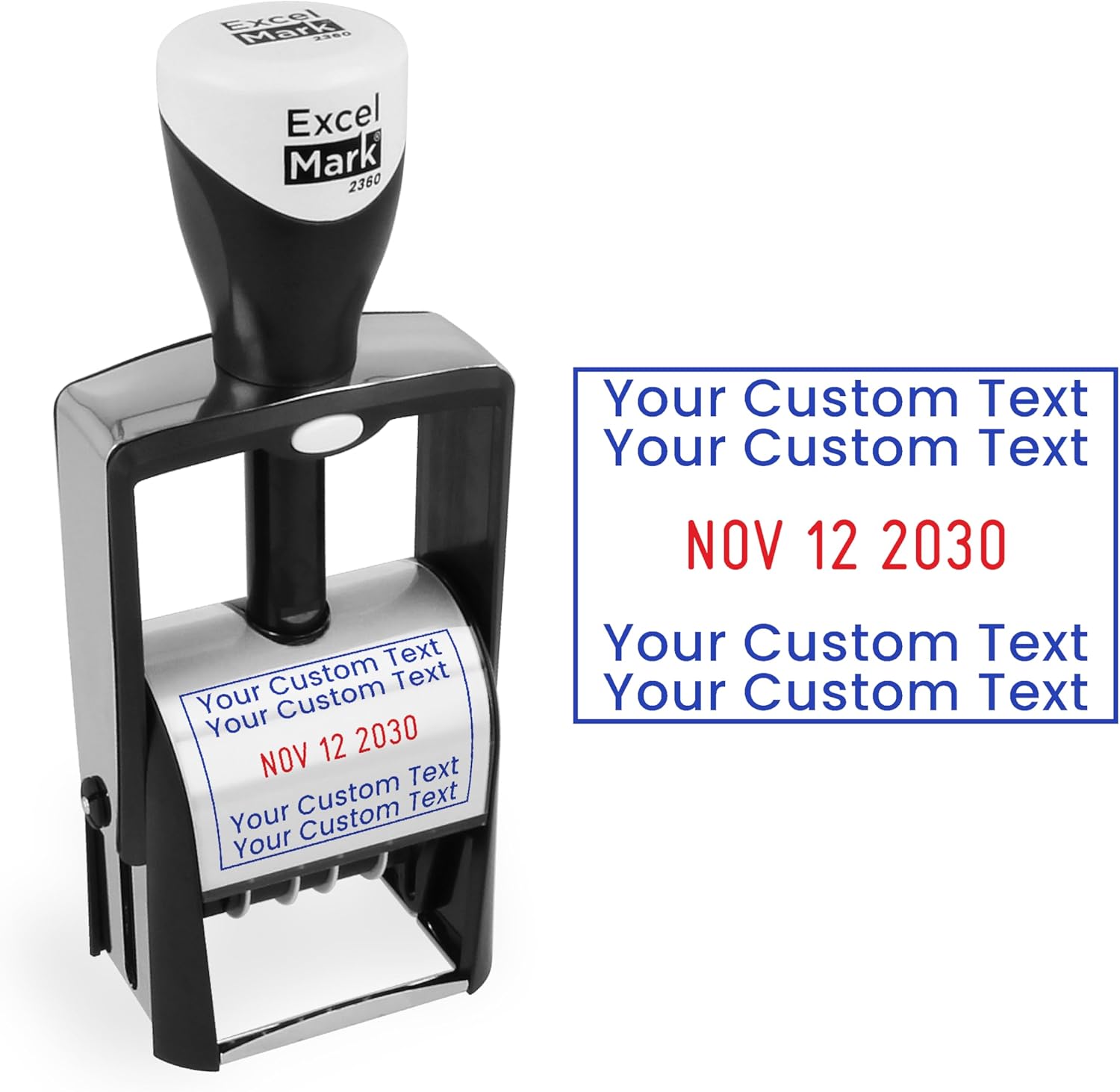 Amazon.com : ExcelMark Heavy Duty Self-Inking Date Stamp (Blue/Red ...
