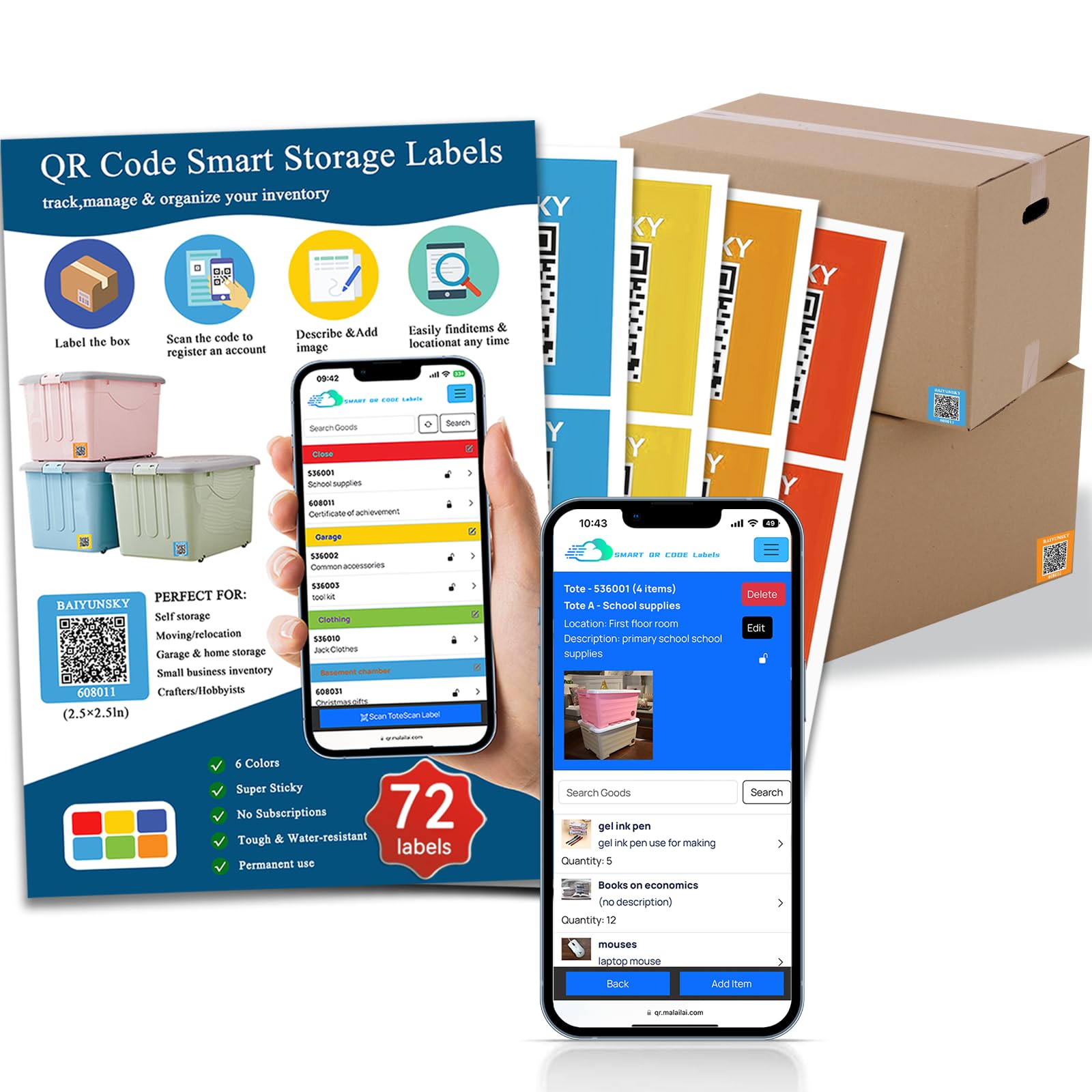 Amazon.com : Smart QR Code Labels for Storage, Color Coded Scannable ...