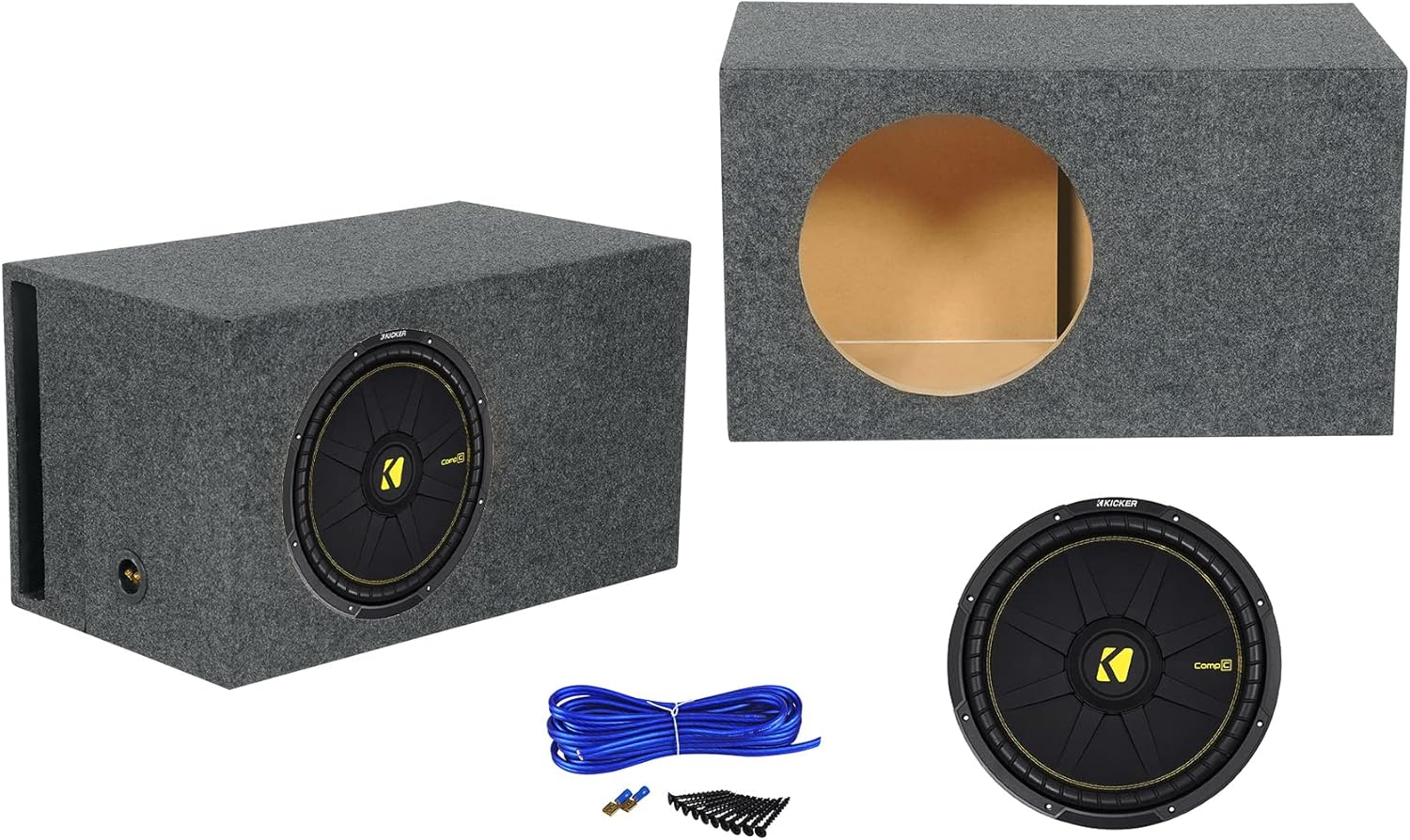 Amazon.com: Kicker 44CWCS154 CompC 15" 1200 Watt Car Subwoofer+Vented Sub Enclosure Box ...