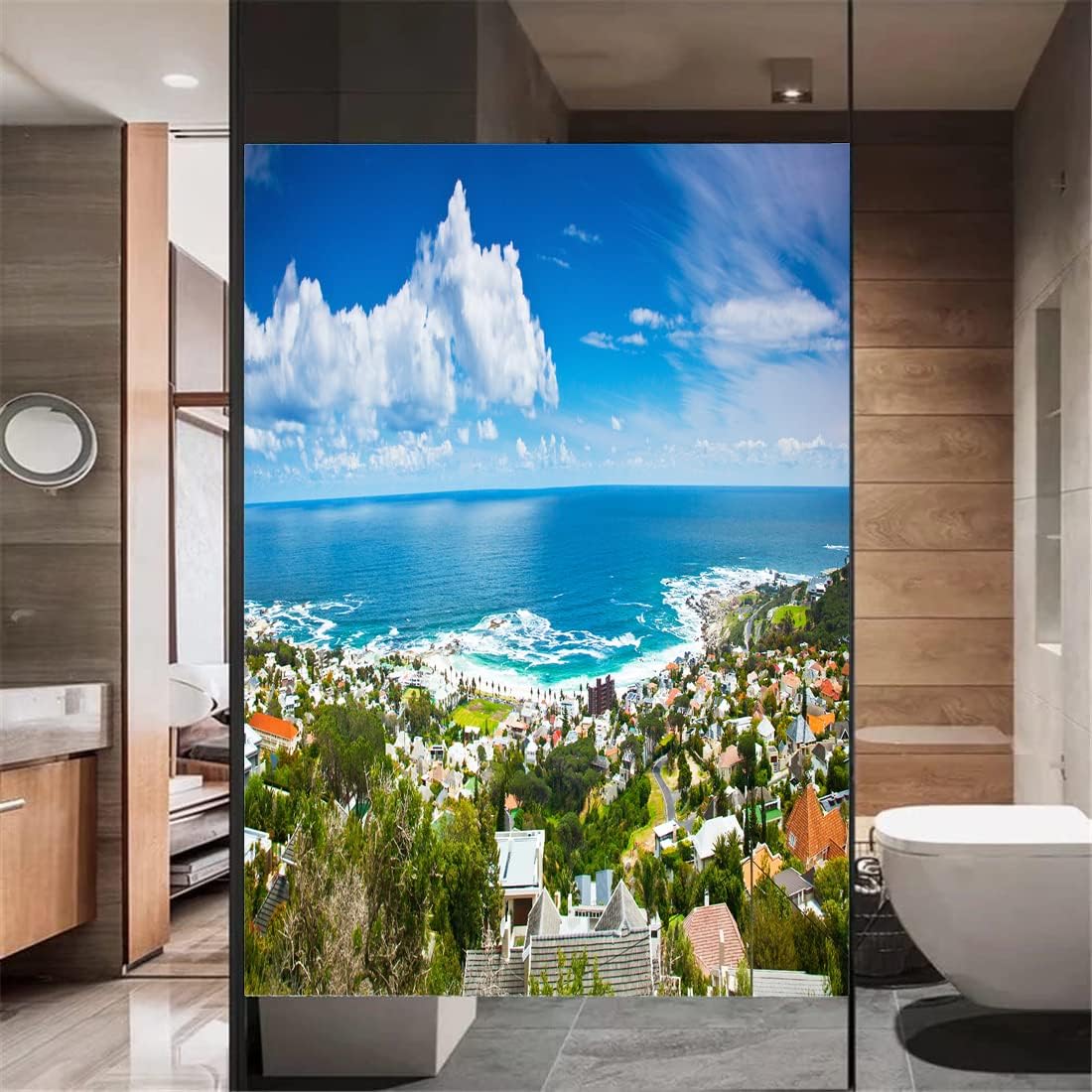 Amazon.com: Seashore Static Cling Decorative Window Privacy Film ...