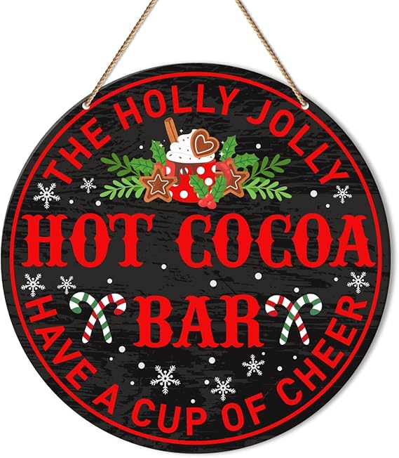 Amazon.com: ZODGMED Hot Cocoa Bar Decor Sign, Christmas Decor for Home ...