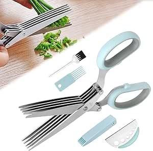 Amazon.com: Herb Scissors 5 Blade Kitchen Salad Scissors Set with Herb ...