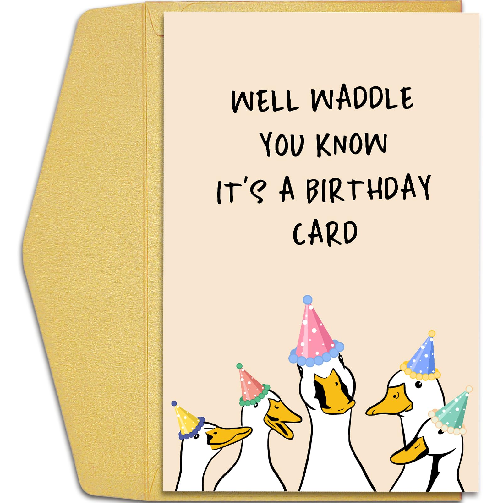 Amazon.com: Qiliji Funny Duck Birthday Card for Him Her, Cute Duck Pun ...
