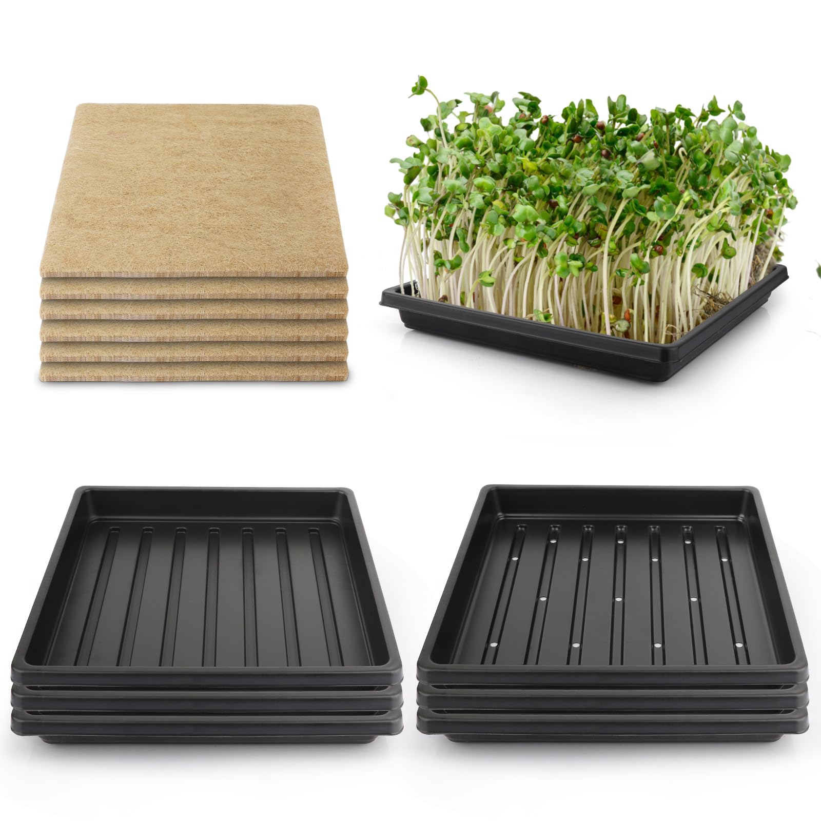Amazon.com : Microgreens Growing Kit, 12Pcs Hemp Mats with 6Pcs 10inch ...