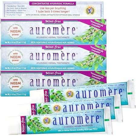 Amazon.com : Auromere Ayurvedic Herbal Toothpaste, Fresh Mint - Vegan ...