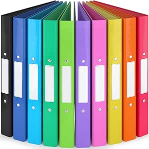 ACROPAQ - 10 x Ordner A4 - Schmal, 10 bunte Farben, 2 Ringe ...