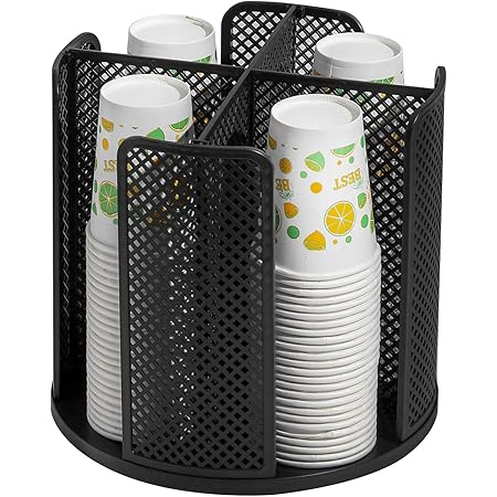Amazon.com: Metal Cup and Lid Holder, 4 Compartment Coffee Cup ...