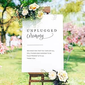 Amazon.com : Unplugged Ceremony Sign For Wedding, White Unplugged ...
