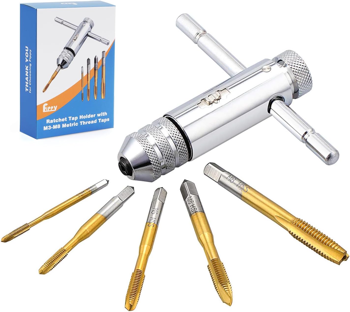 6PCS/Set Metric Screw Tap Wrench and T-Shaped Tap and Die Set Taps for ...