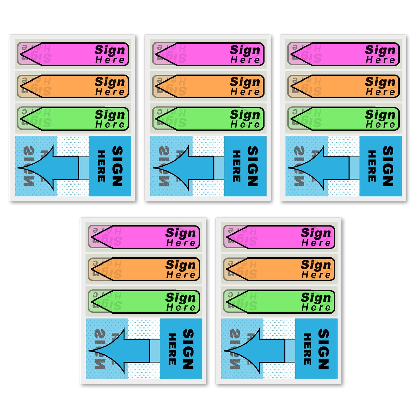 Amazon.com : 500pcs Stickers(5 Pack) Sign Here Labels, Initial Here ...