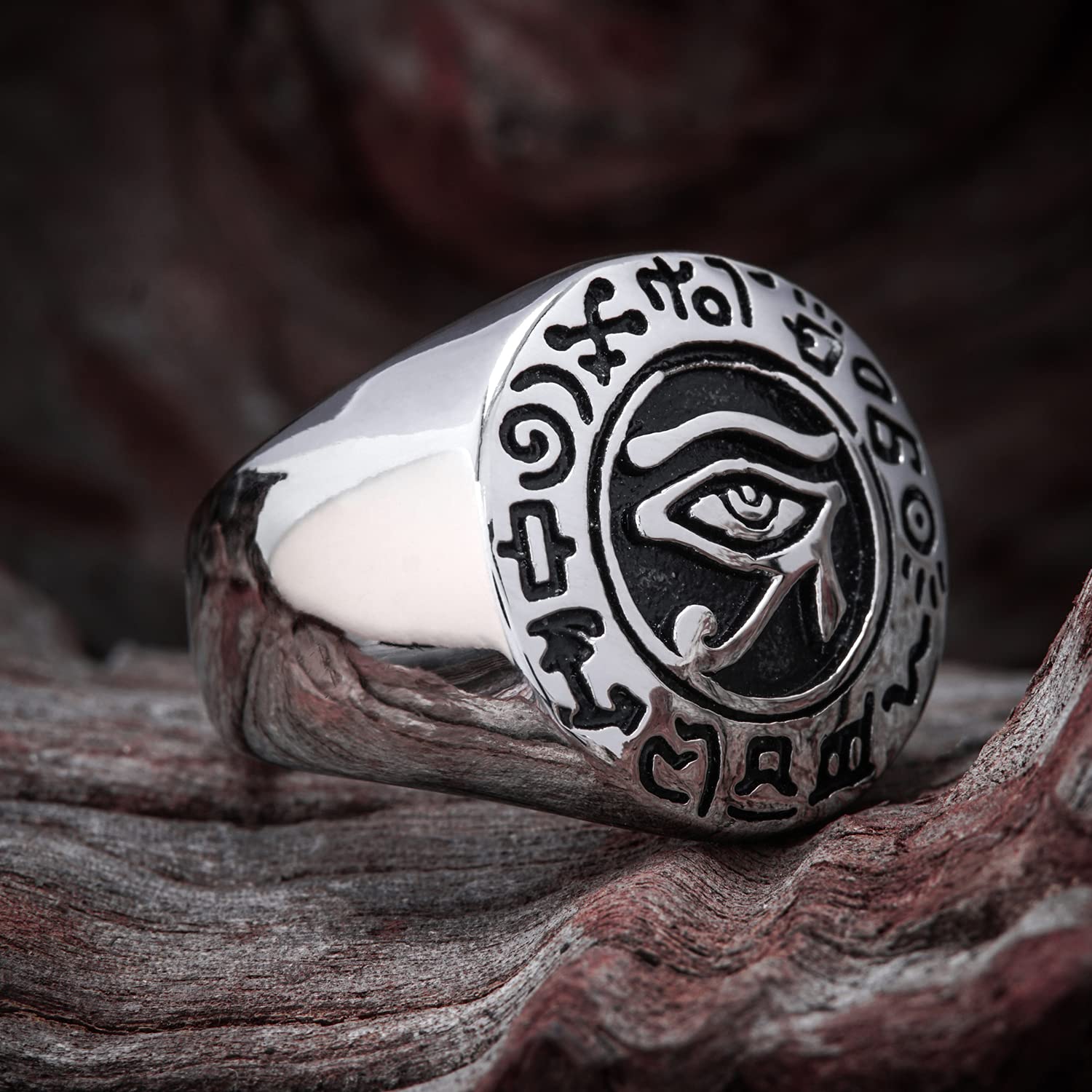 Buy BAVIPOWER Wedjat Eye of Horus God of Egypt Ring for Men 316L ...