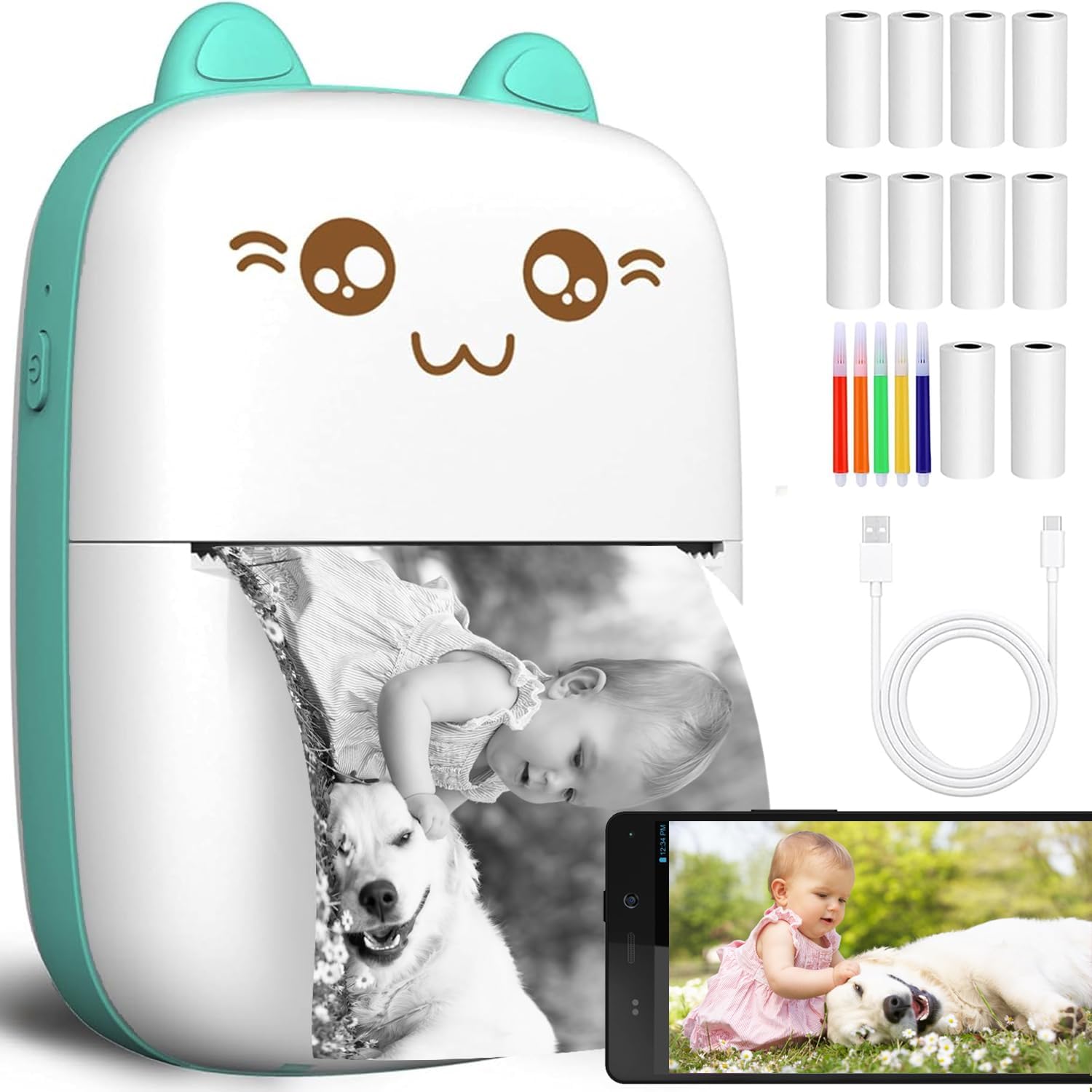 SNORF Mini Impresora Portátil - Impresora Termica con de 10 Rollos ...