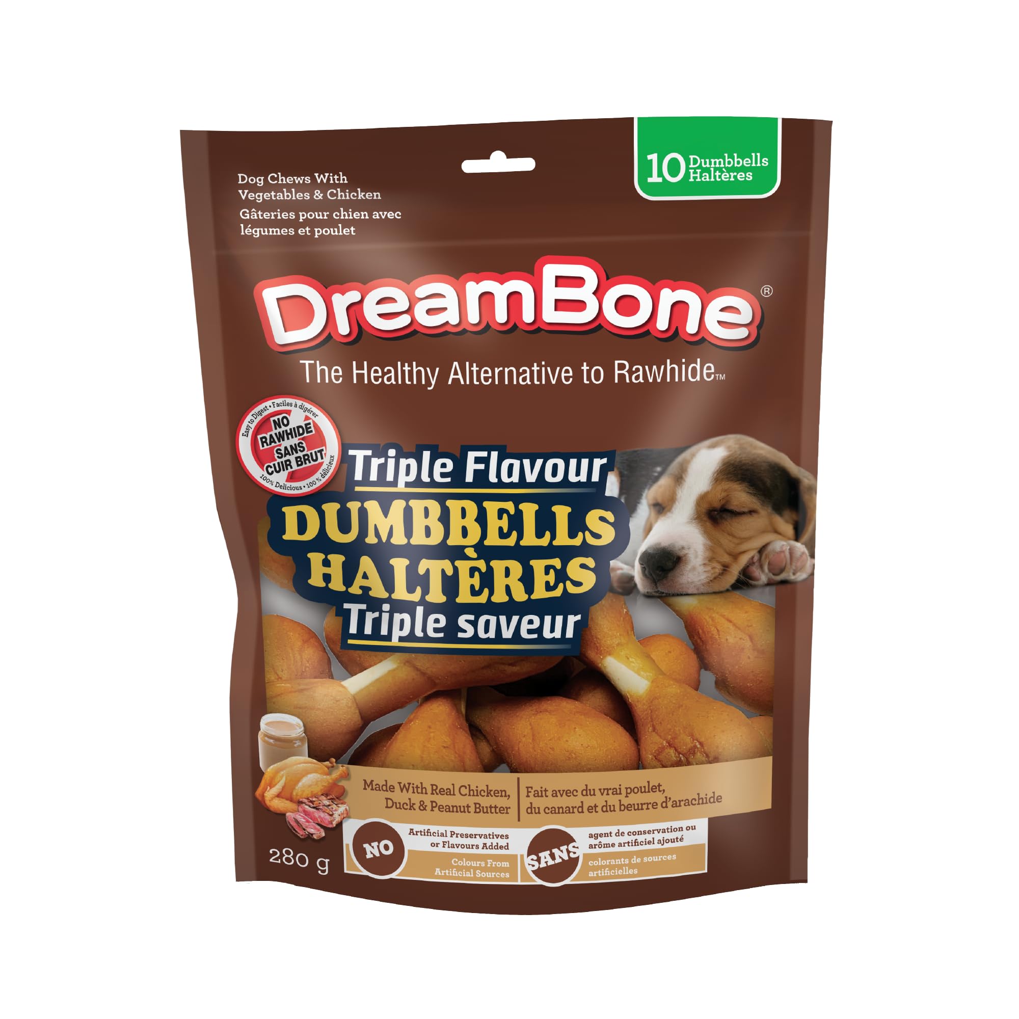 DreamBone Triple Flavour Dumbbells, Peanut Butter (Artificial Free ...