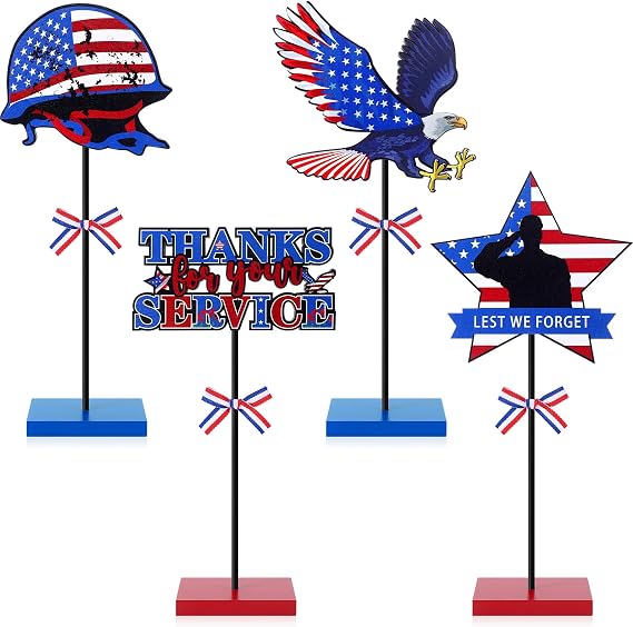 Amazon.com: Amyhill 4 Pcs Veterans Day Table Decorations Thank You ...