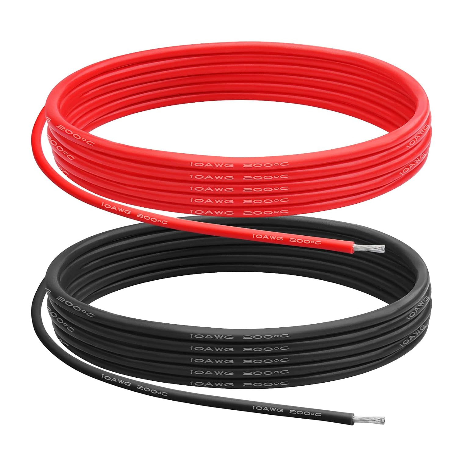10 AWG Gauge Silicone Wire Electrical Cable（2.5m red &2.5m black） Soft ...