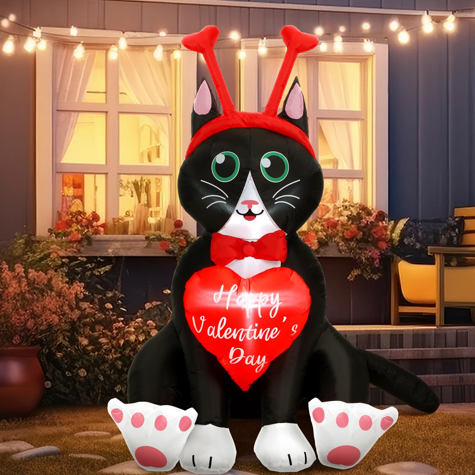 Amazon.com: Leyndo 5 ft Height Cat Valentine's Day Inflatables with ...