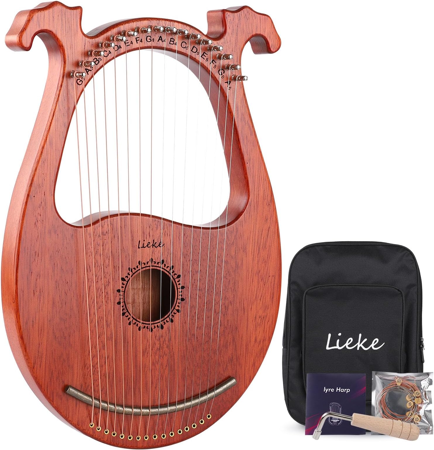 Amazon.com: Lyre Harp, 16 Strings Mahogany Wood Lyre Harp with Extra ...