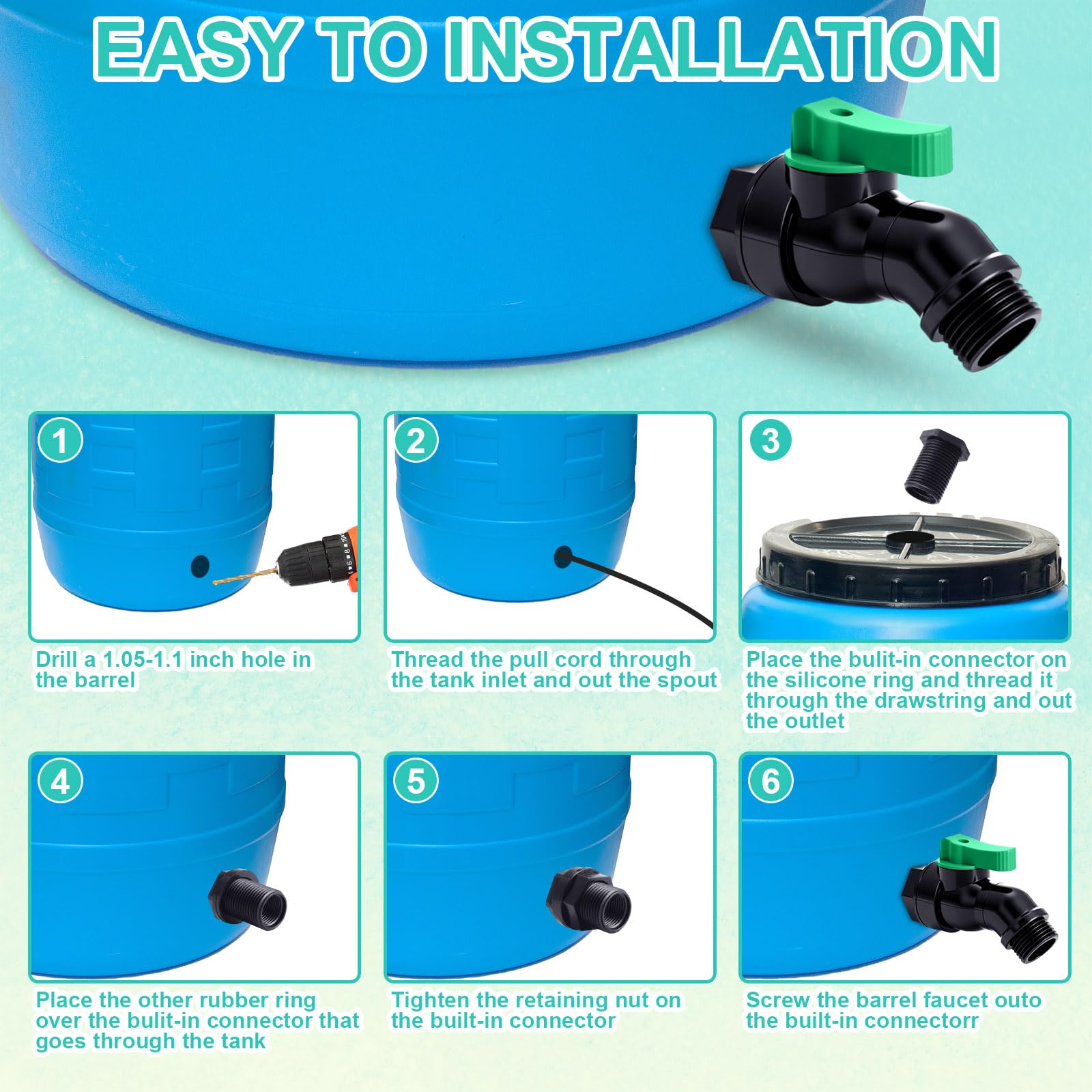 Snapklik.com : 3 Sets Rain Barrel Spigot Kit 3/4" High Flow Water ...