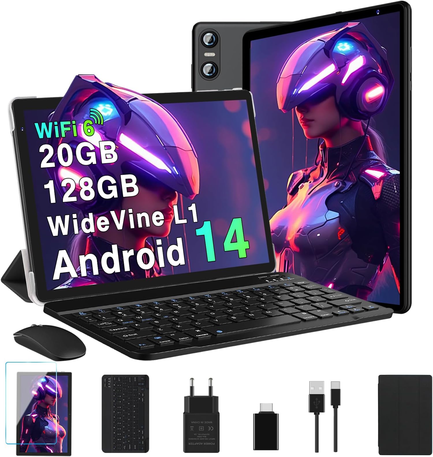 2025 Neueste Tablet 10 Zoll mit Widevine L1, Android 14 Tablet, 20GB ...