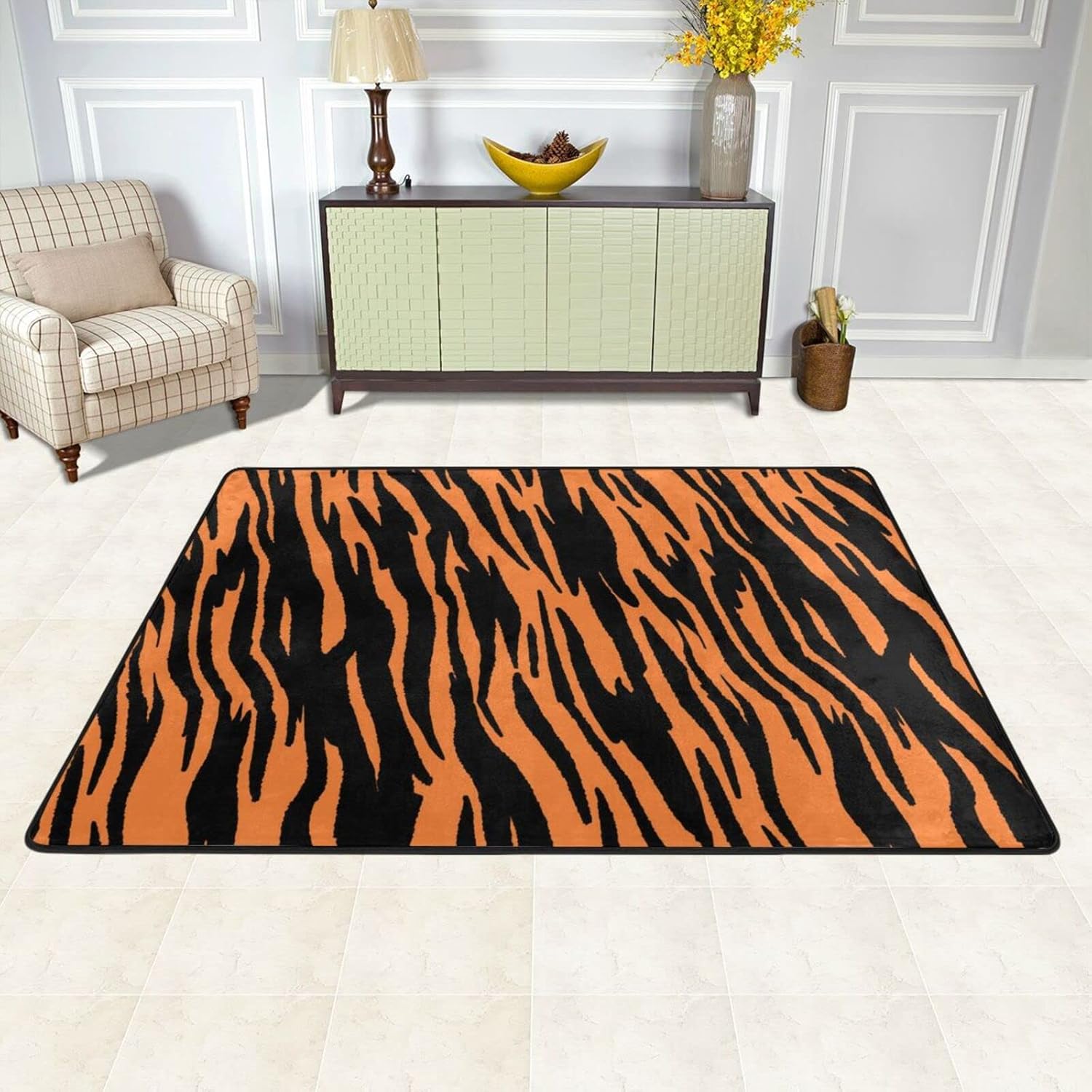 Amazon.com: Tiger Area Rugs,Tiger Pattern Rug,Rugs Non Slip Bath Rug ...
