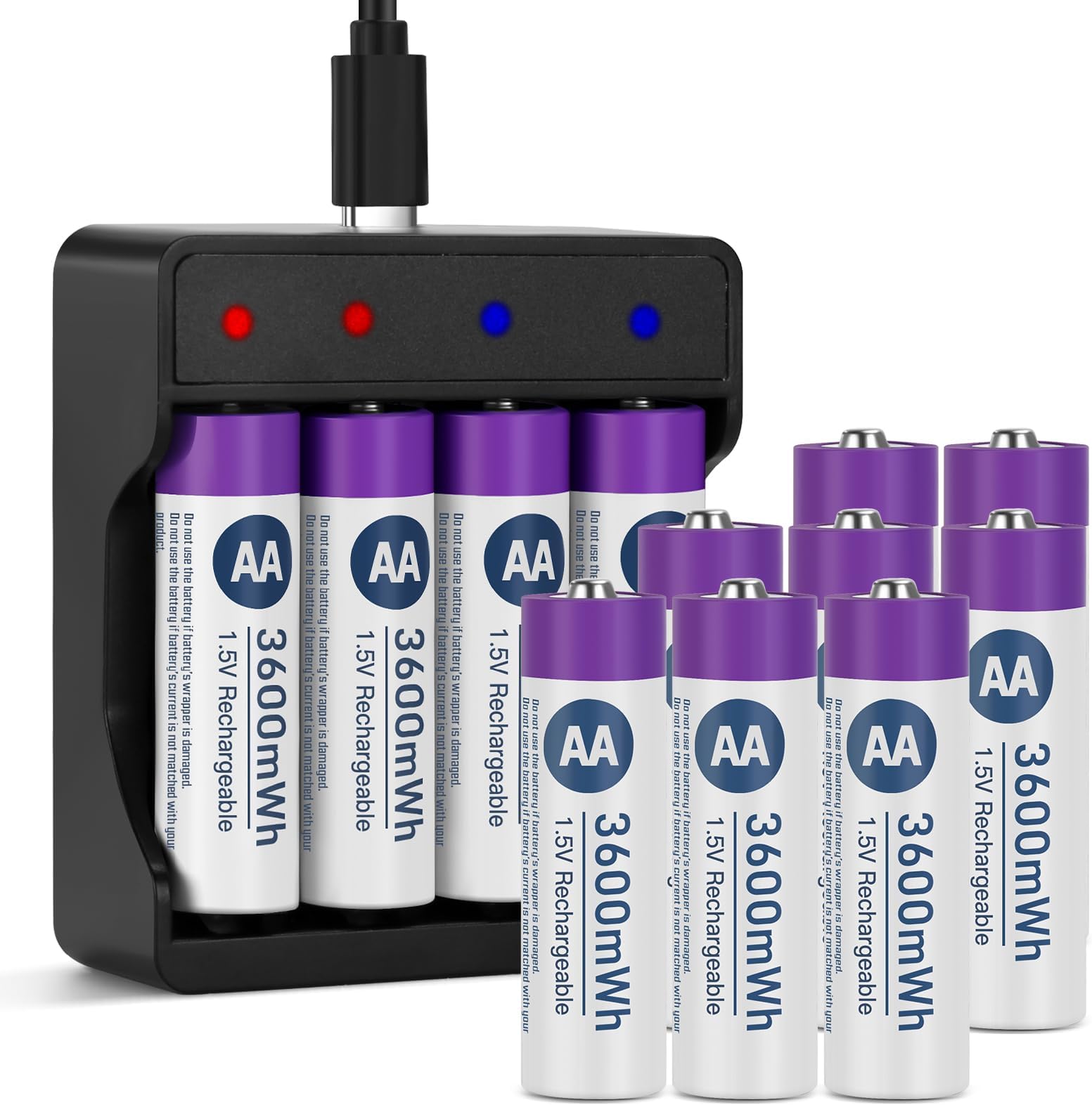Amazon.com: imuto Rechargeable aa Batteries with Charger, 2000mWh aa ...