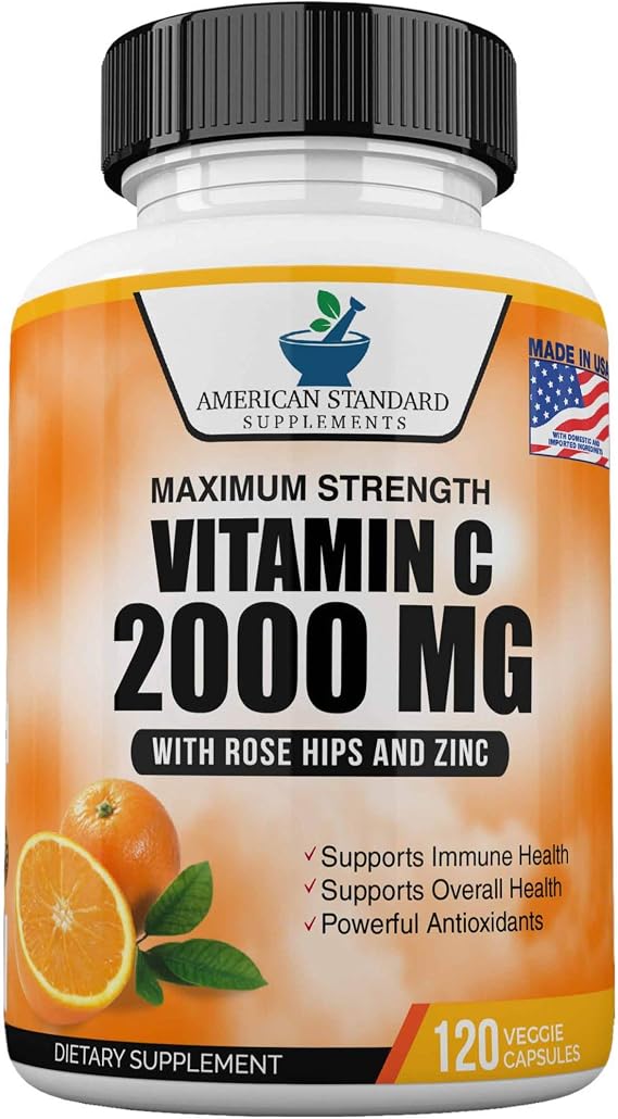 Amazon.com: Vitamin C 2000mg with Zinc 40mg Per Serving and Rose Hips ...