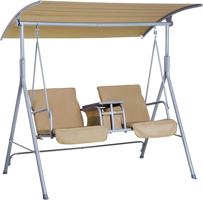 Amazon.com : Outsunny 2 Person Porch Swing with Stand, Outdoor Swing ...