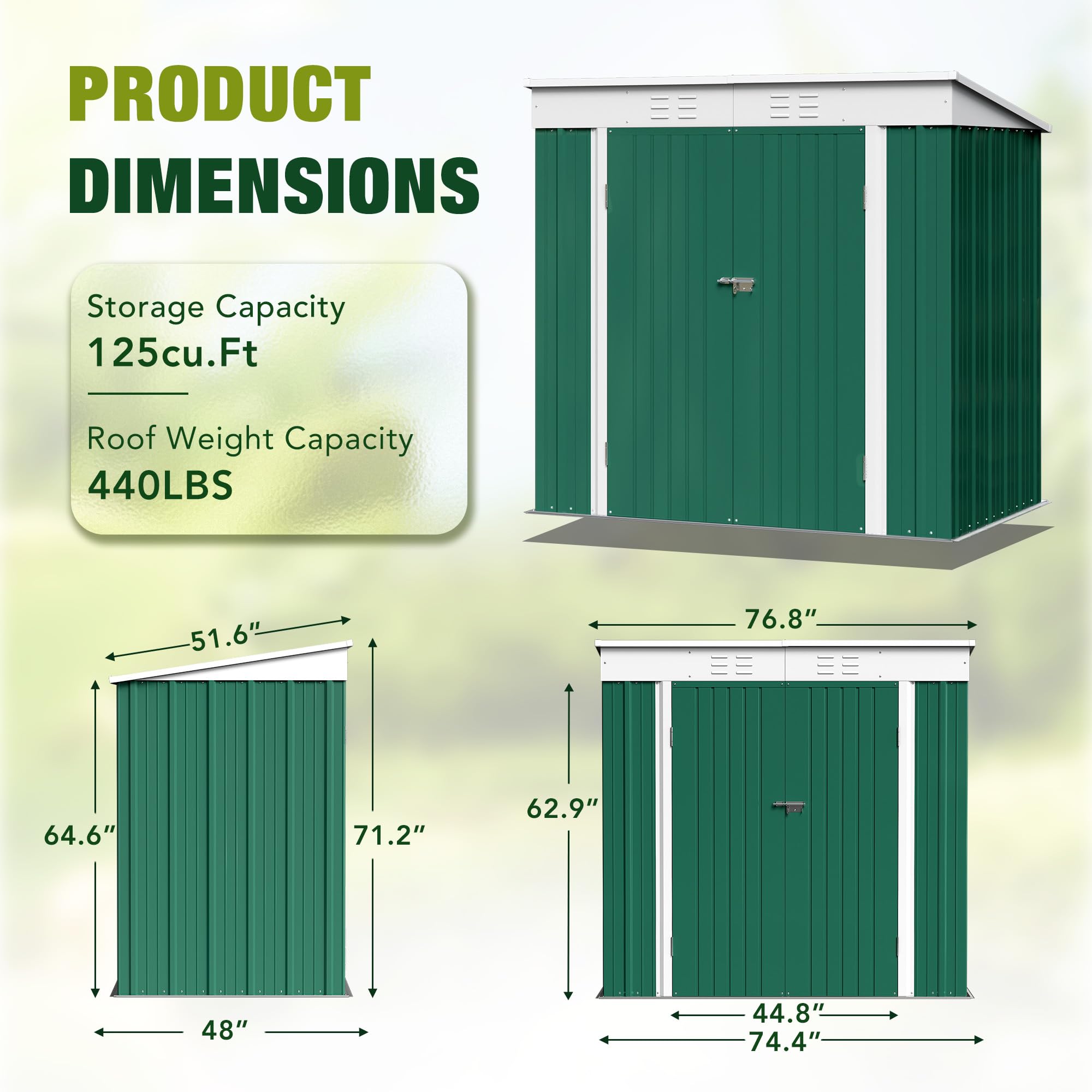 Snapklik.com : Greesum Outdoor Storage Shed All Weather 6FTx4FT Metal ...