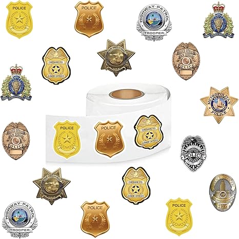 Amazon.com: 500 Pcs Police Badge Sticker Aesthetic Killer Round Seal ...