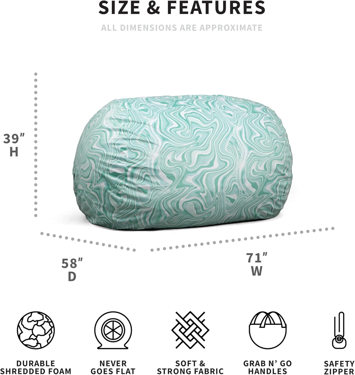 Big Joe Fuf XXL – Puf relleno de espuma con funda extraíble, felpa ...