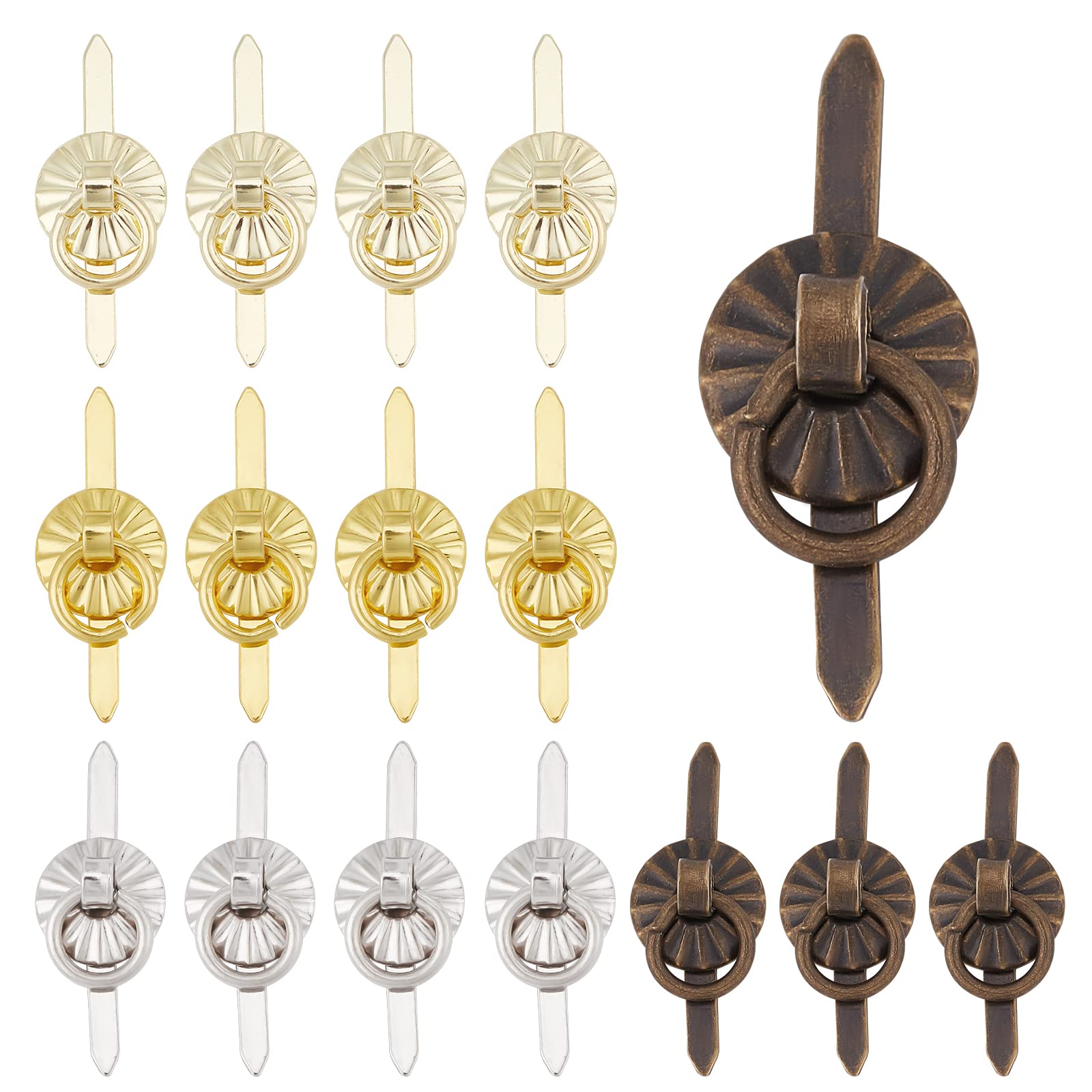 URROMA Drawer Handle Ring, 30 Pieces Metal Brad Fasteners With Pull ...