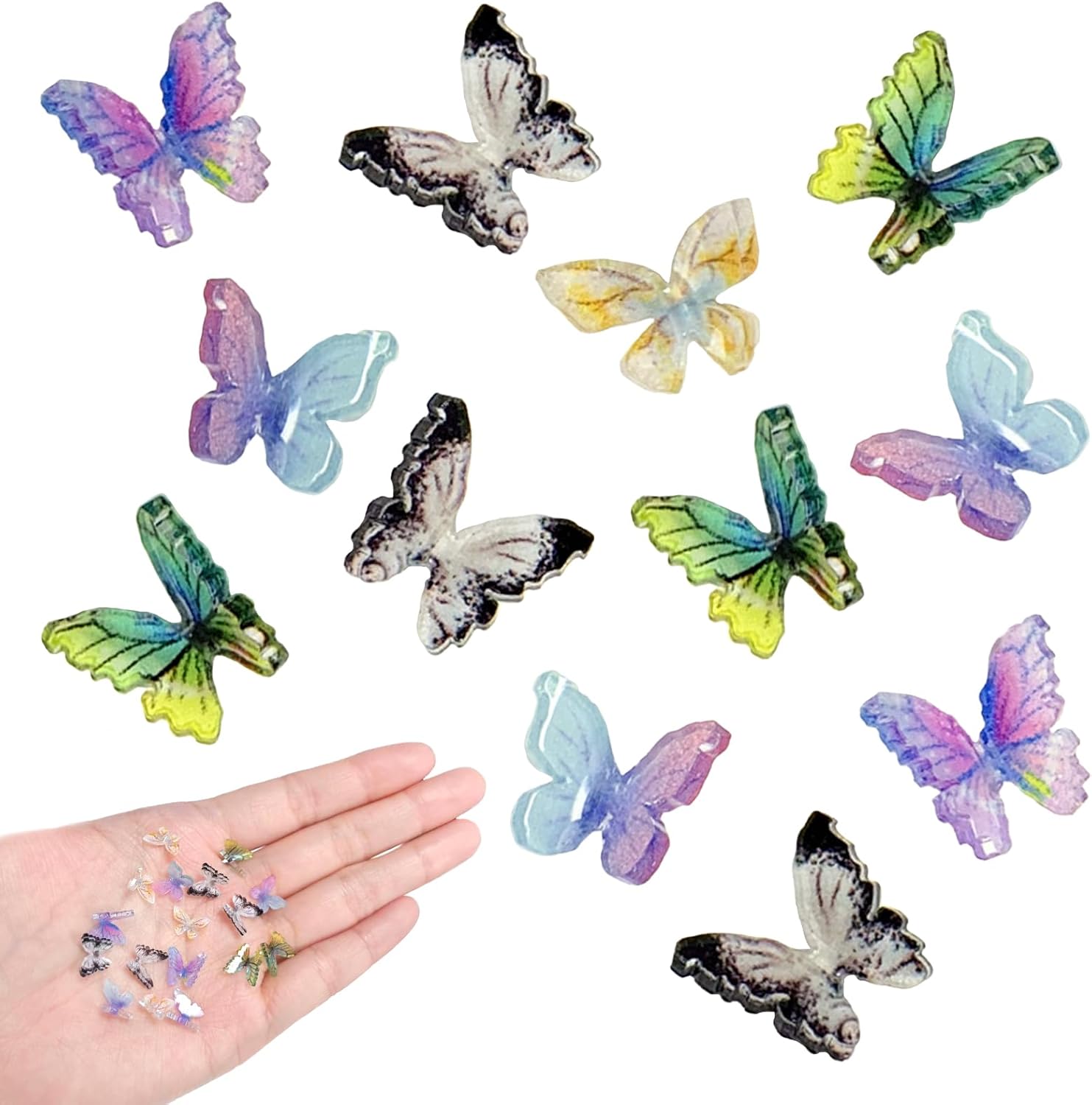 Amazon.com: 50pcs Micro Resin Butterflies, Dollhouse Miniature Tiny ...