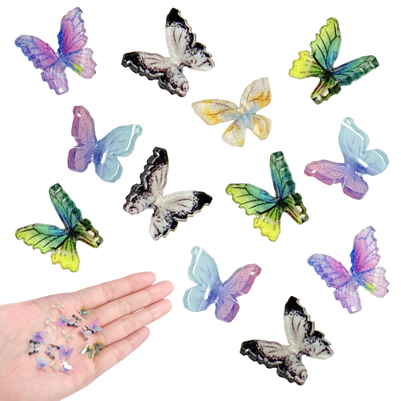 Amazon.com: 50pcs Micro Resin Butterflies, Dollhouse Miniature Tiny ...
