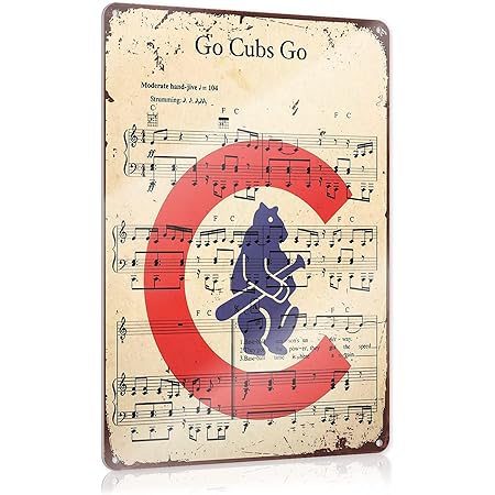 Amazon.com : Aluminum Sign,Go Cubs Go Hey Chicago Tin Sign Wall Art ...