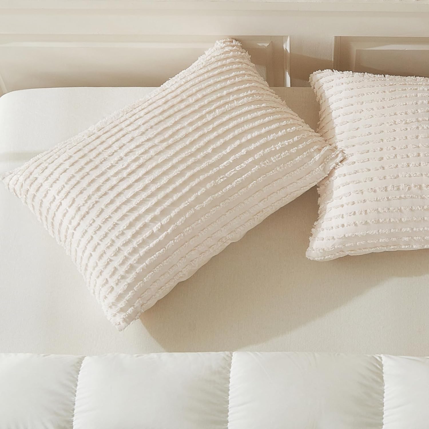Amazon.com: WARMDERN Beige Pillow Covers Queen Standard Pillow Cases ...