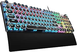 Amazon.com: AULA F2088 Typewriter Mechanical Gaming Keyboard Blue ...