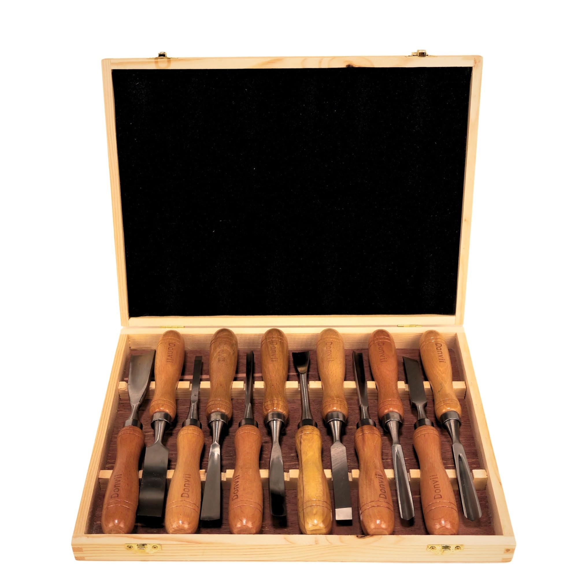 Amazon.com: Donvii 12 PCS high-quality CRV-60 steel in a wooden box ...