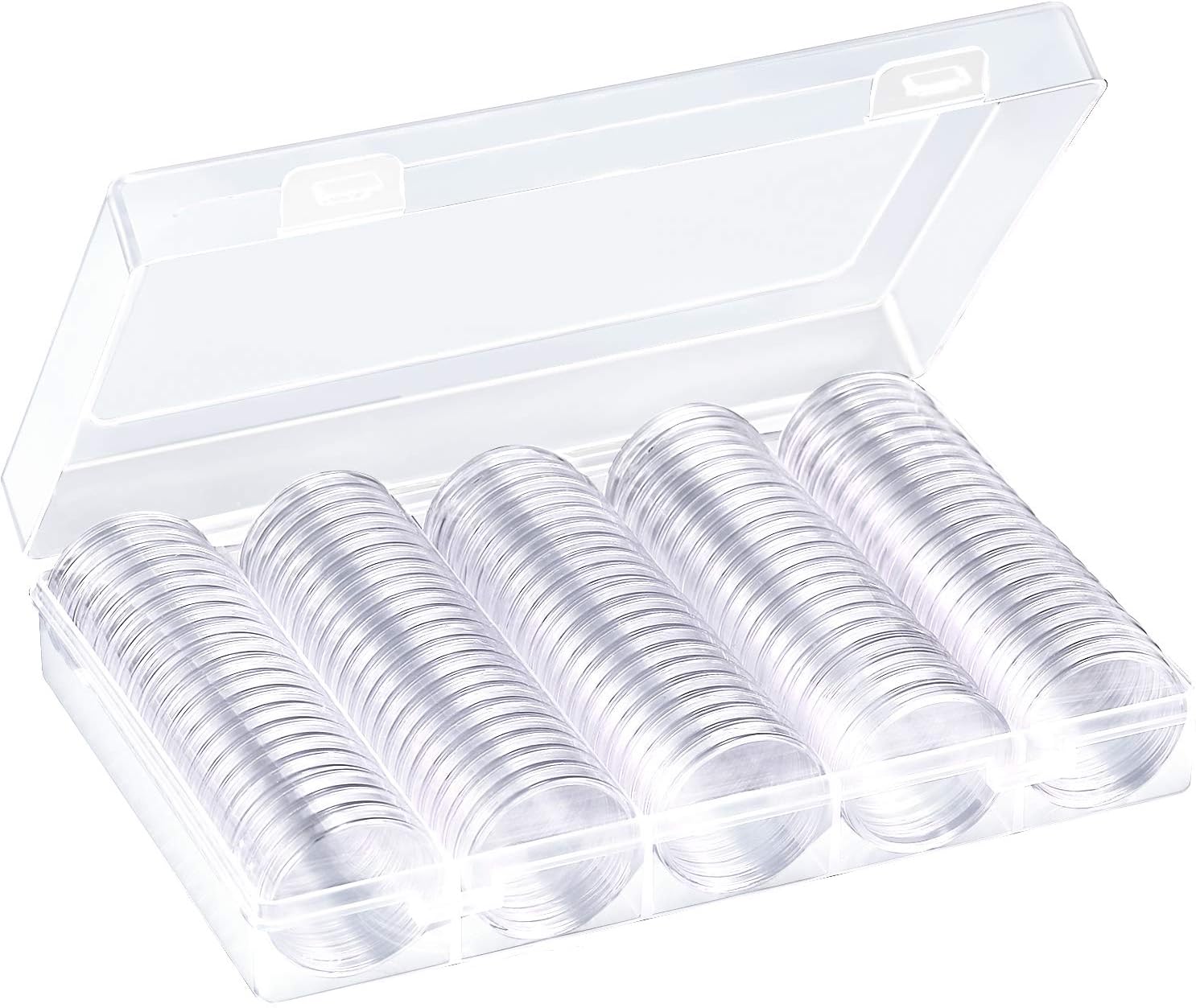 Amazon.com : 100Pcs 27mm Clear Round Plastic Coin Holder Capsules ...