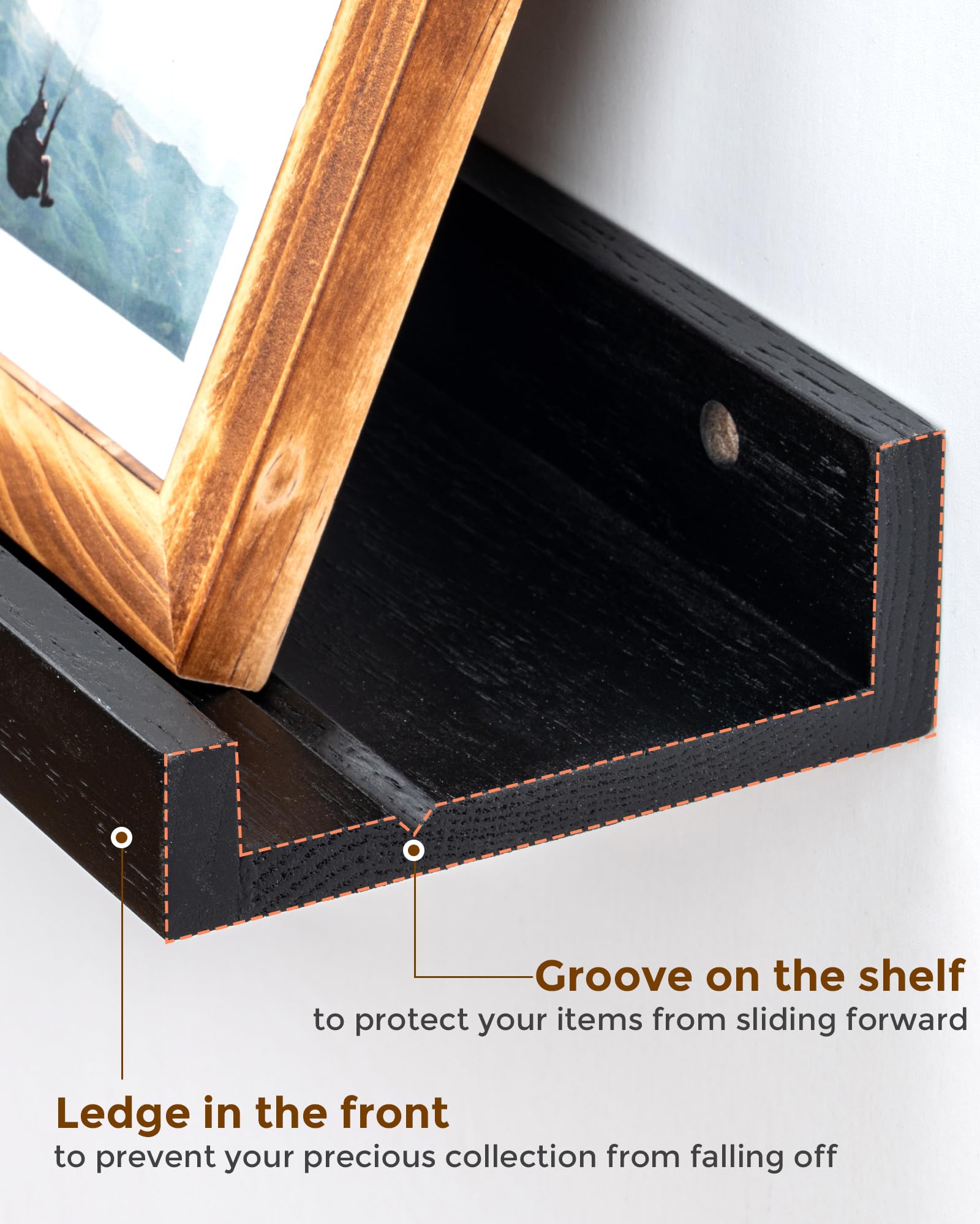 Snapklik.com : Axeman Oak Picture Ledge Shelf, 48 Inch Floating Shelves ...