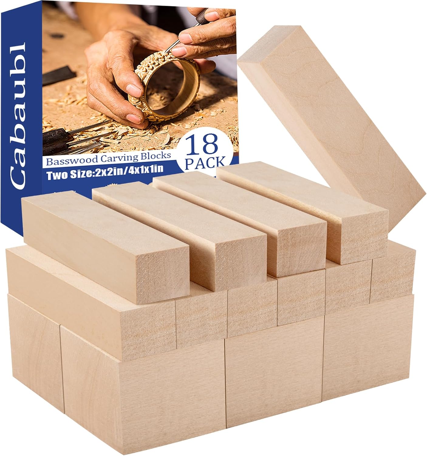 Amazon.com: Cabaubl Basswood Carving Blocks, 18 Unfinished Wood Pieces ...