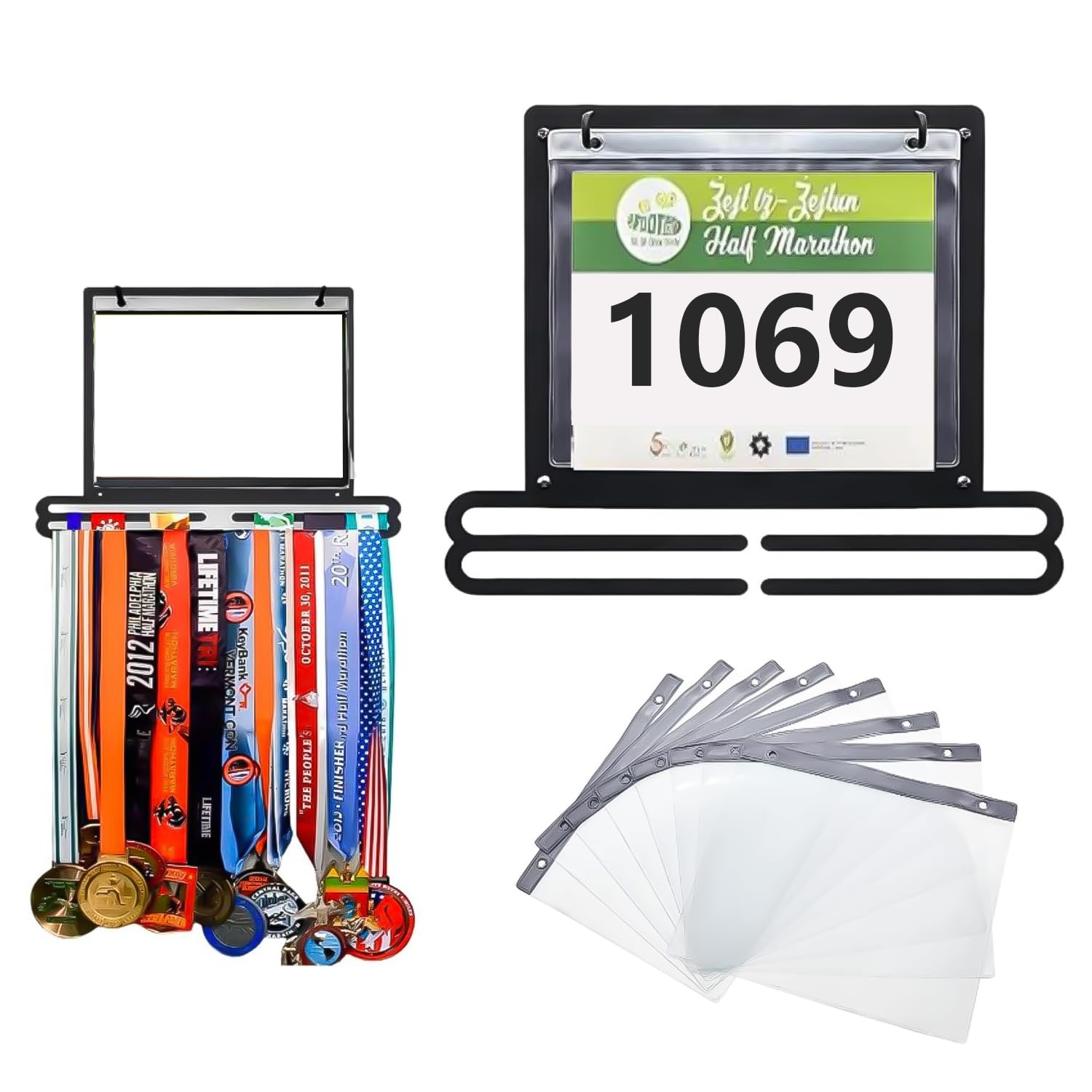 Amazon.com: MEIHAOME Race Medal & Bib Display – Wall-Mounted Holder for ...