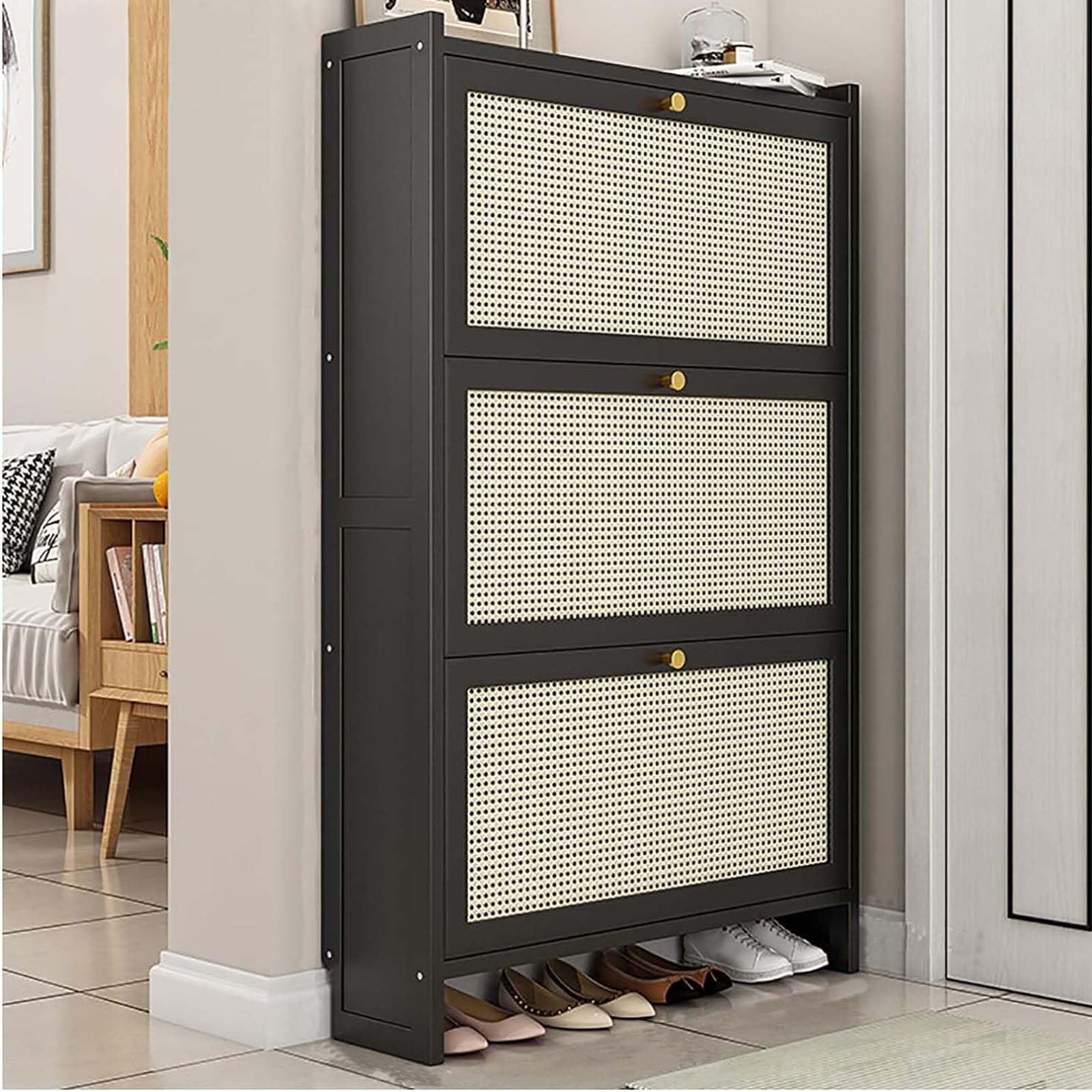 Amazon.com: Generic Shoe Cabinet for Entryway, Rattan Slim Shoe Rack ...