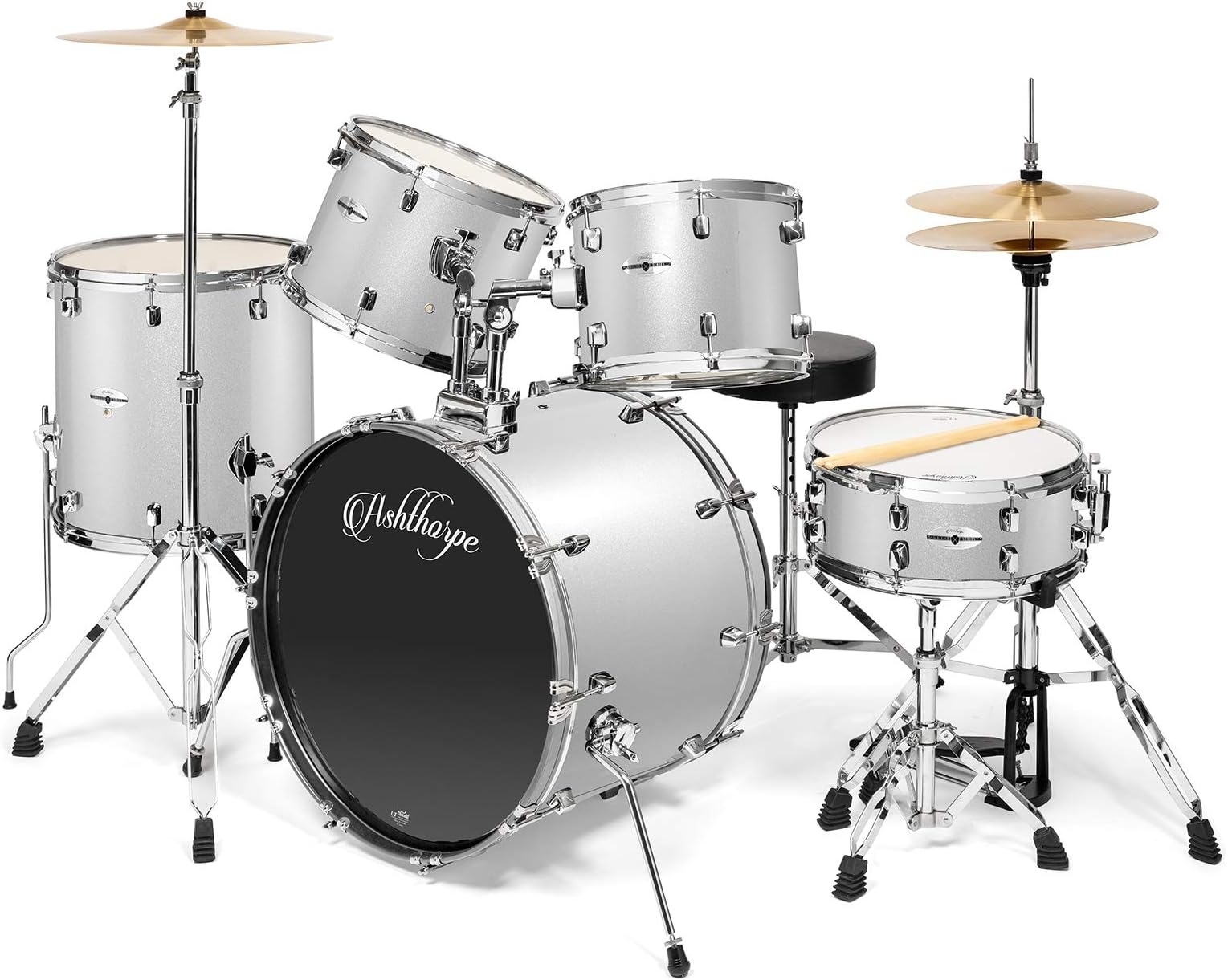 Amazon.com: Ashthorpe 5-Piece Full Size Adult Drum Set with Remo Heads ...