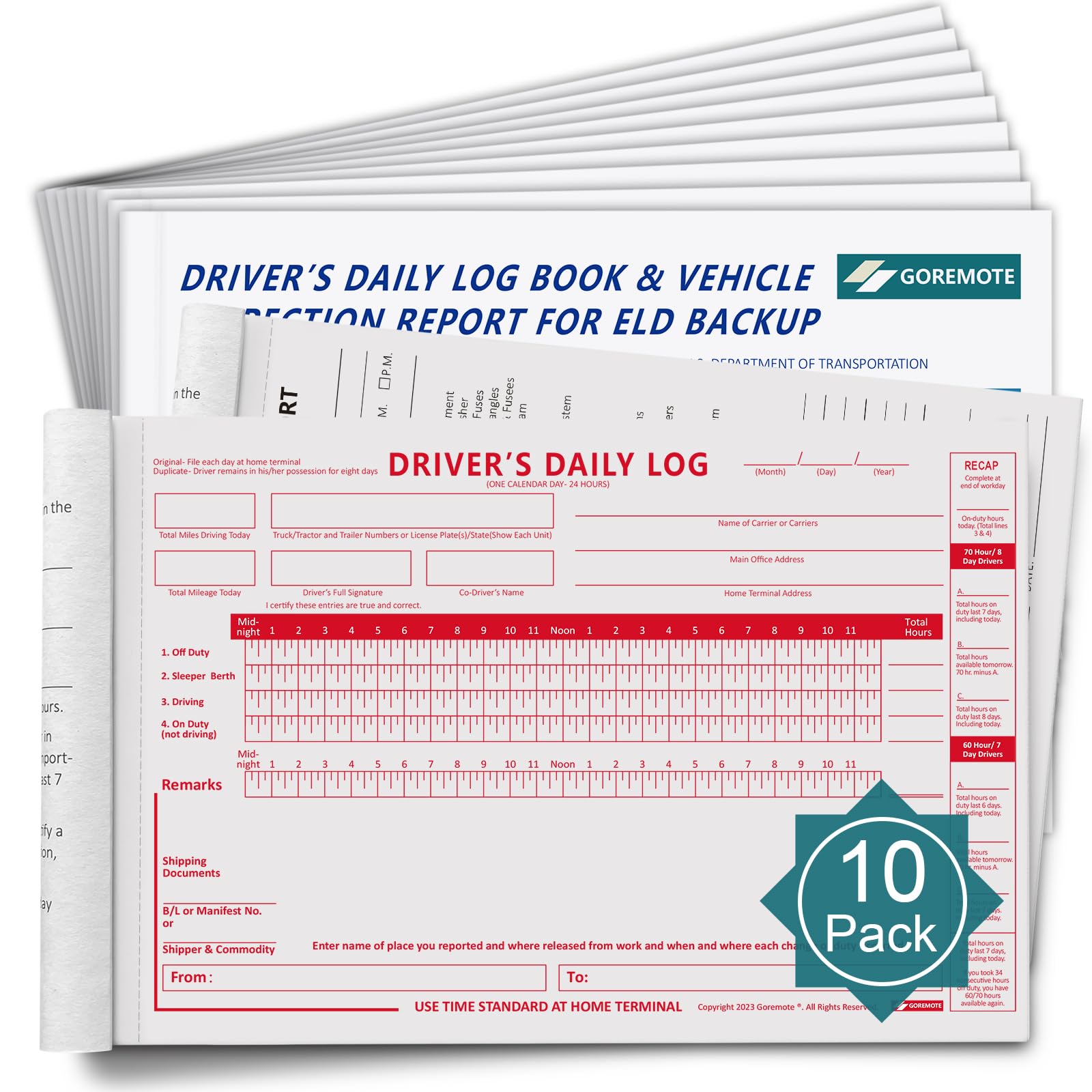 Amazon.com : ELD Backup Driver Log Book with Detailed Drivers Vehicle ...