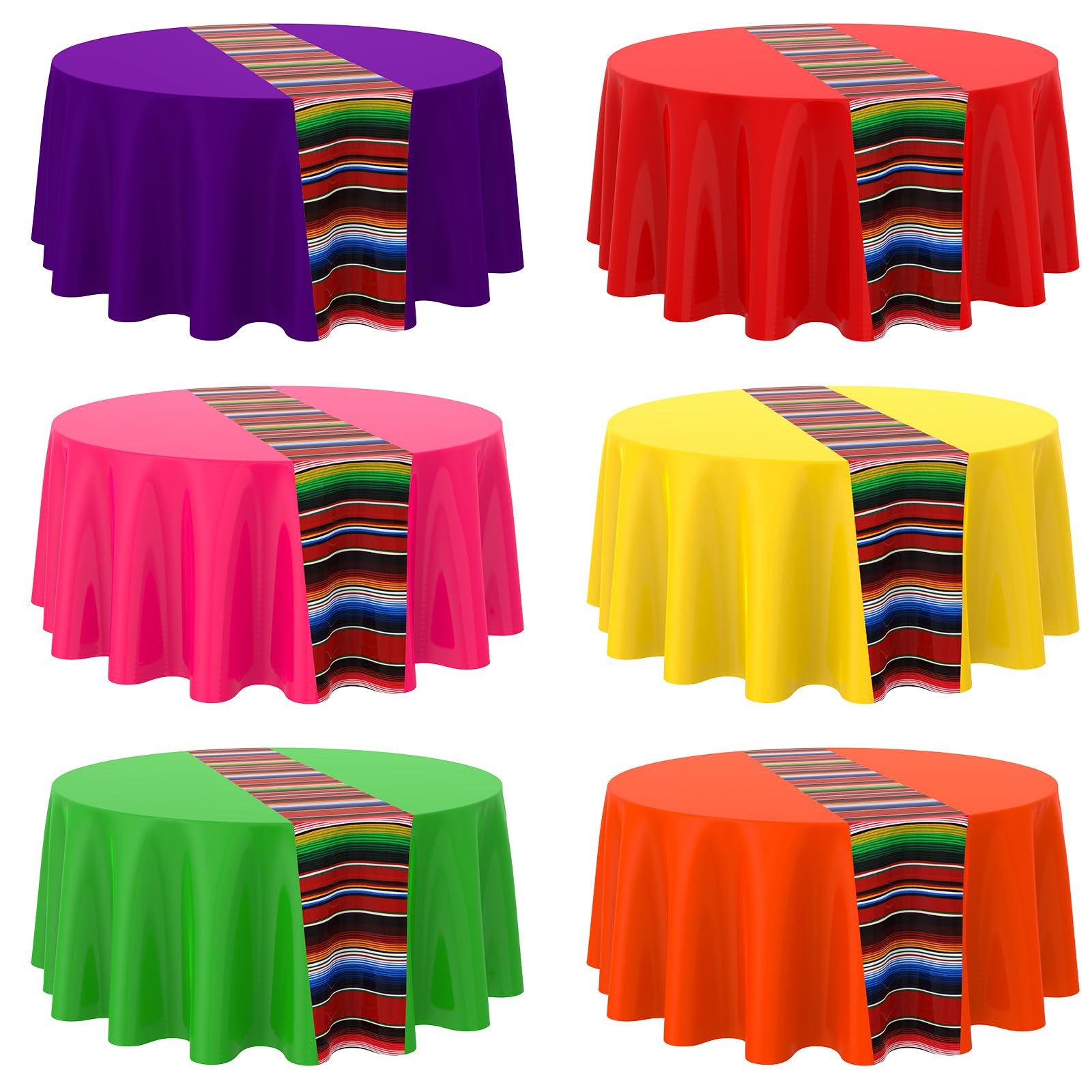 Amazon.com: Oudain 6 Pcs Mexican Fiesta Tablecloth 84 Inch Plastic ...